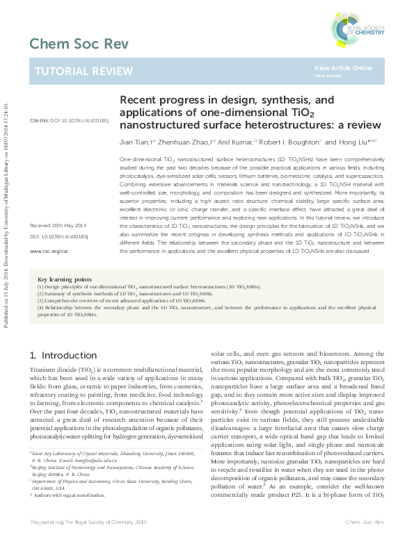 (PDF) Recent progress in design, synthesis, and applications of one ...
