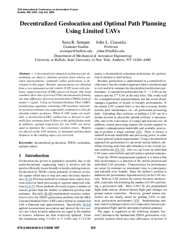 (PDF) Decentralized geolocation and optimal path planning using limited UAVs