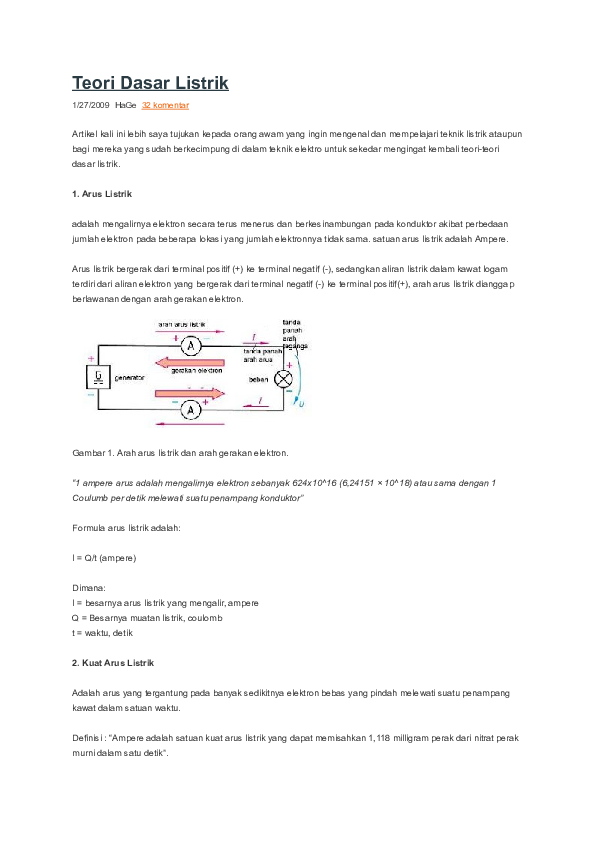 (DOC) Teori Dasar Listrik