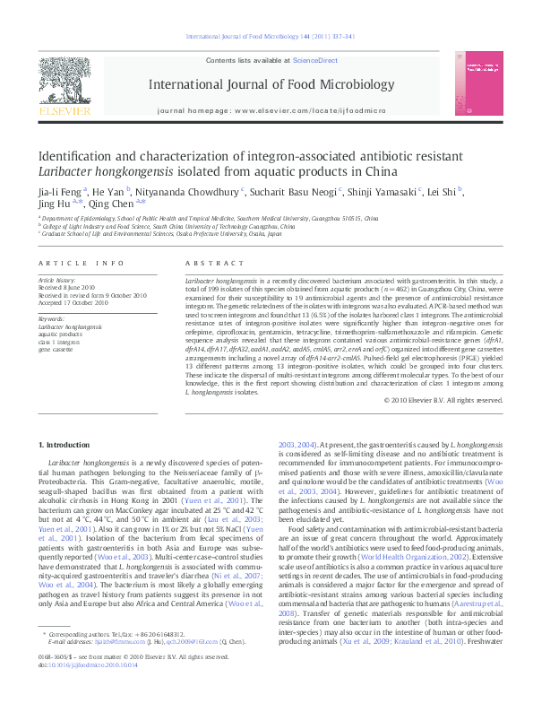 (PDF) Identification and characterization of integron-associated ...