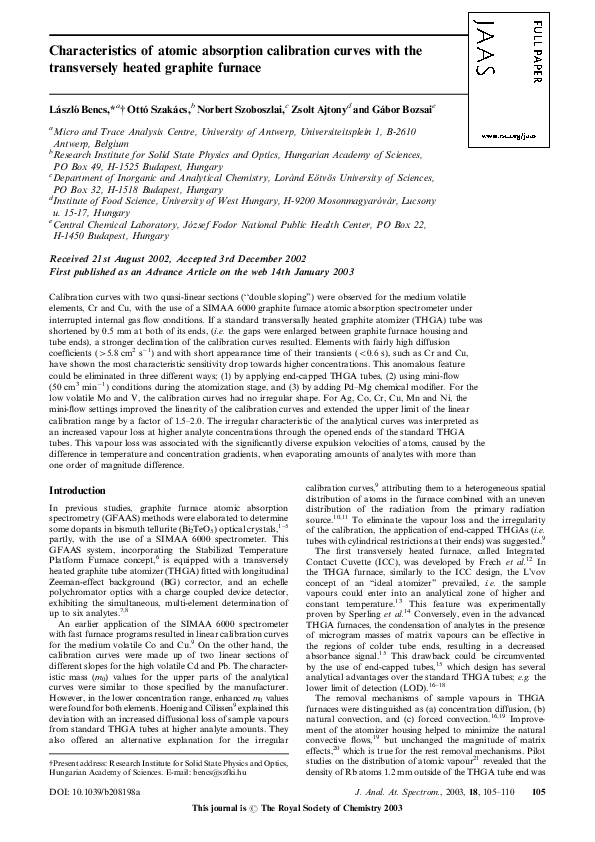 (PDF) Characteristics of atomic absorption calibration curves with the ...