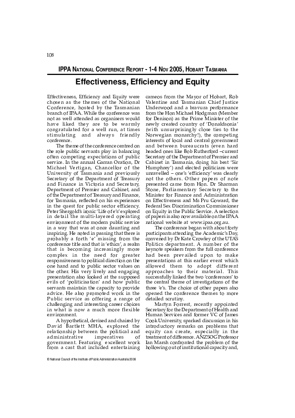 (PDF) Effectiveness, Efficiency and Equity