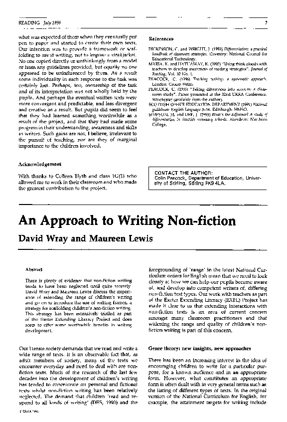 (PDF) An Approach to Writing Non-fiction