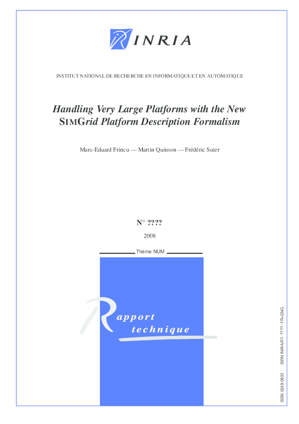 (PDF) Handling Very Large Platforms with the New SIMGrid Platform Description Formalism
