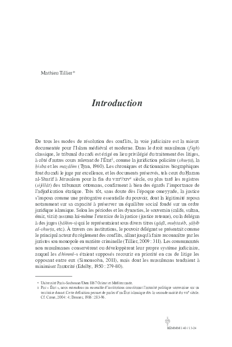 (PDF) « Introduction » au dossier Arbitrage et conciliation dans l ...
