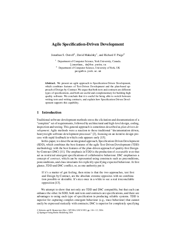 (PDF) Agile Specification-Driven Development
