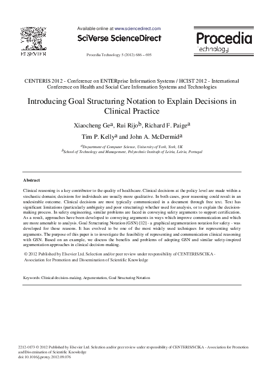 (PDF) Introducing Goal Structuring Notation to Explain Decisions in ...