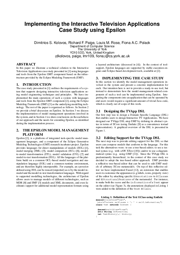 (PDF) Implementing the interactive television applications case study ...