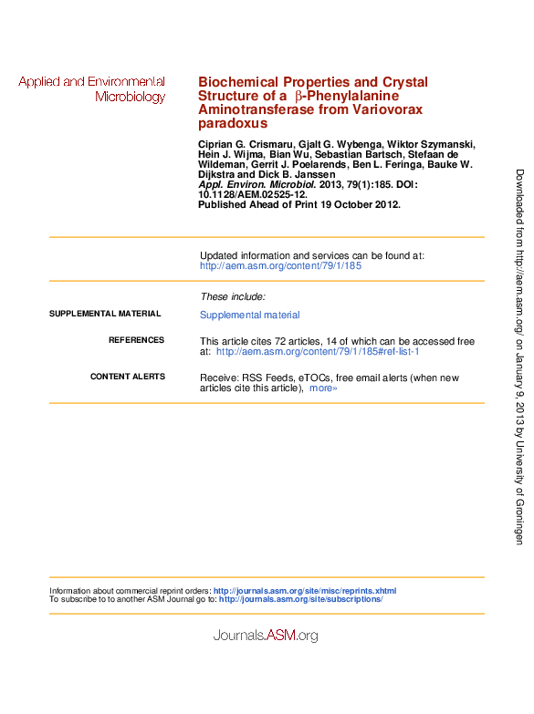 (PDF) Biochemical Properties and Crystal Structure of a -Phenylalanine ...