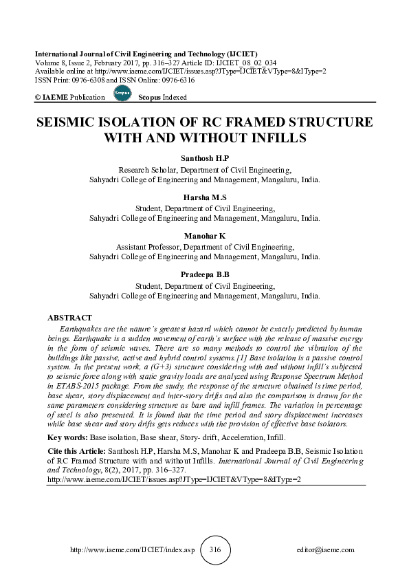 (PDF) SEISMIC ISOLATION OF RC FRAMED STRUCTURE WITH AND WITHOUT INFILLS