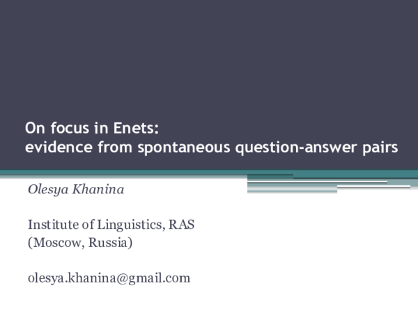(PPT) On focus in Enets