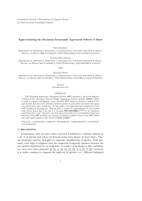 (PDF) Approximating the Maximum Isomorphic Agreement Subtree is Hard
