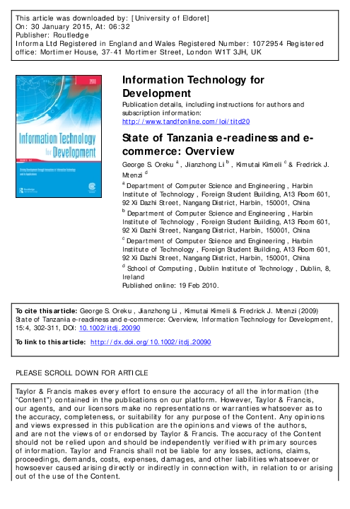 (PDF) Information Technology for Development State of Tanzania e ...