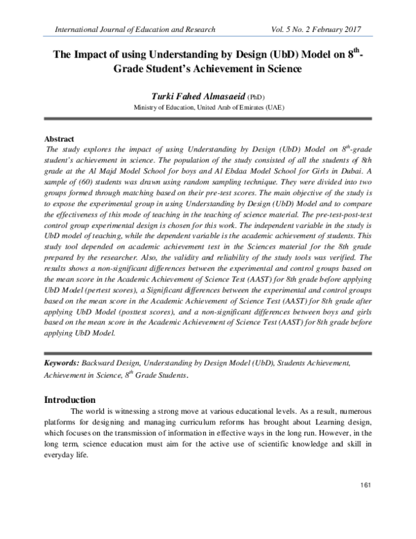 (PDF) The Impact of using Understanding by Design (UbD) Model on 8 th ...