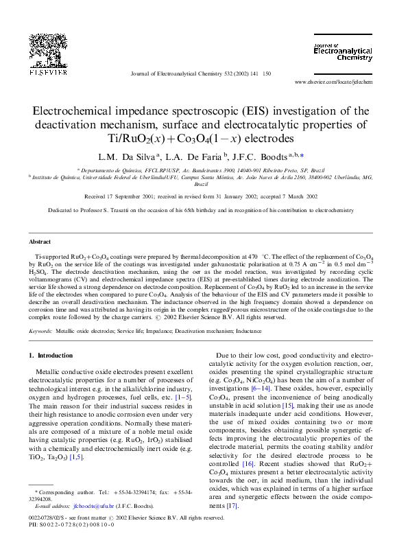(PDF) Electrochemical impedance spectroscopic (EIS) investigation of the deactivation mechanism ...
