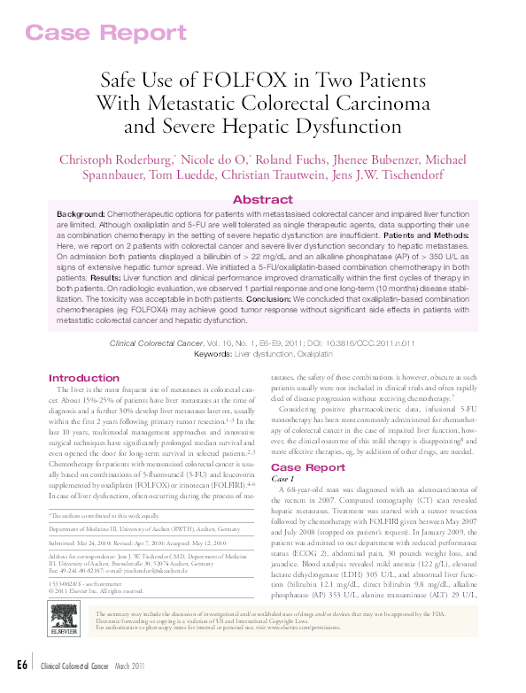 (PDF) Safe Use of FOLFOX in Two Patients With Metastatic Colorectal ...