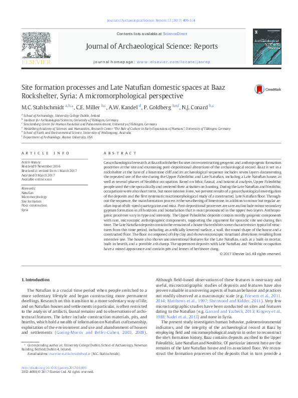 (PDF) Site formation processes and Late Natufian domestic spaces at ...