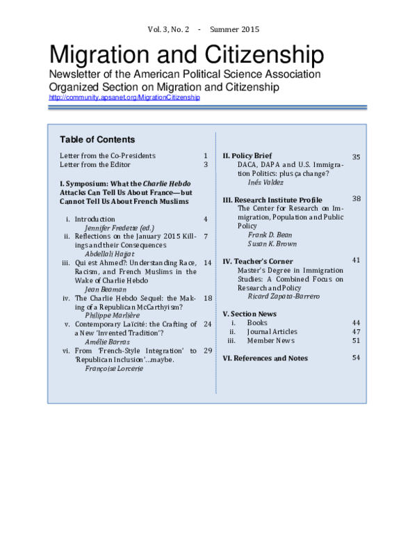 (PDF) 2015 "DACA, DAPA and U.S. Immigration Politics: Plus ça change ...