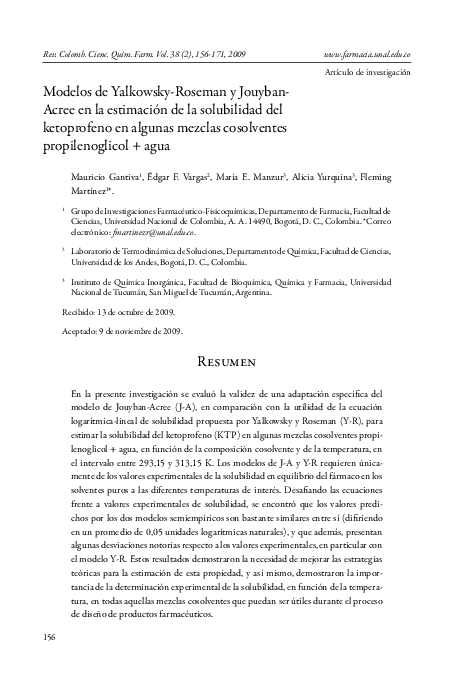Pdf Yalkowsky Roseman And Jouyban Acree Models On Estimating The Solubility Of Ketoprofen In