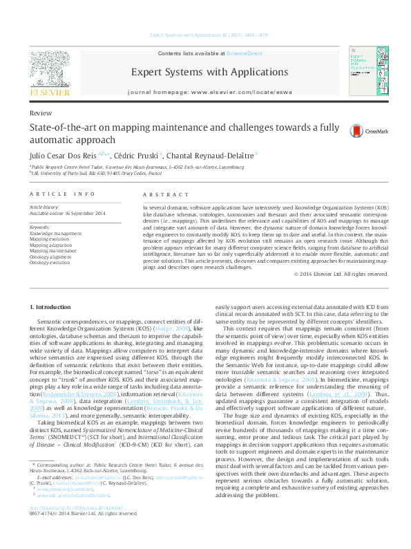 (PDF) State-of-the-art on mapping maintenance and challenges towards a ...