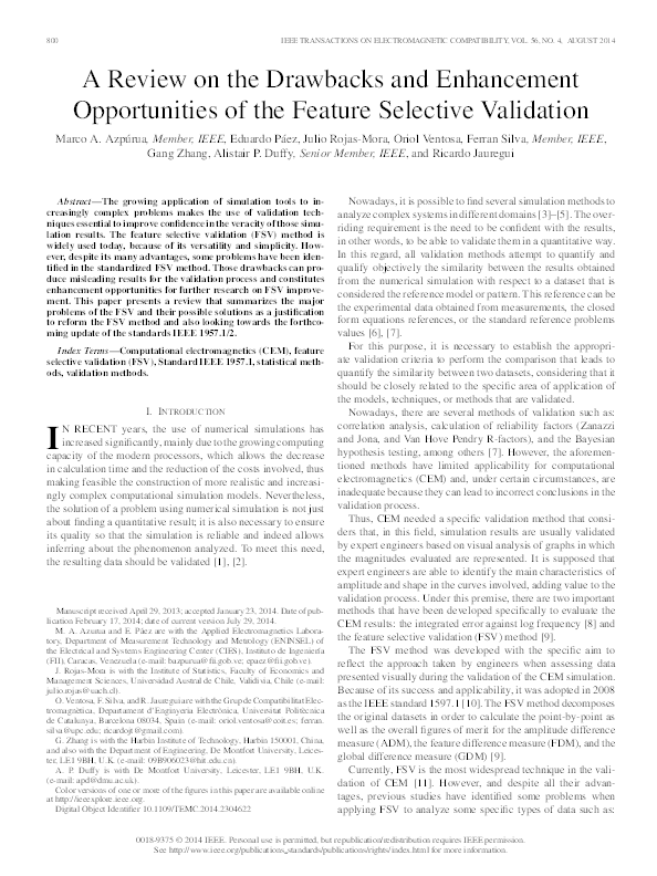 (PDF) A Review on the Drawbacks and Enhancement Opportunities of the Feature Selective Validation