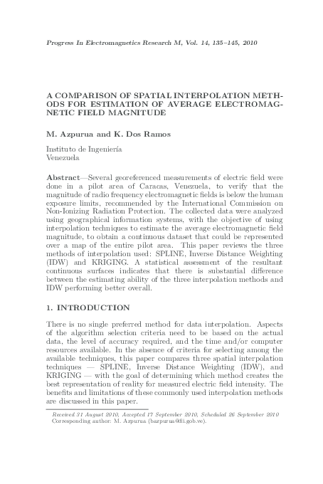 Pdf Comparing Interpolation Methods For Em Fields