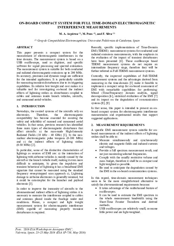 (PDF) ON-BOARD COMPACT SYSTEM FOR FULL TIME-DOMAIN ELECTROMAGNETIC ...