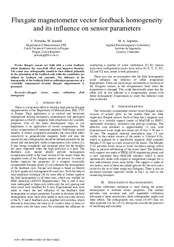 (PDF) Fluxgate magnetometer vector feedback homogeneity and its influence on sensor parameters