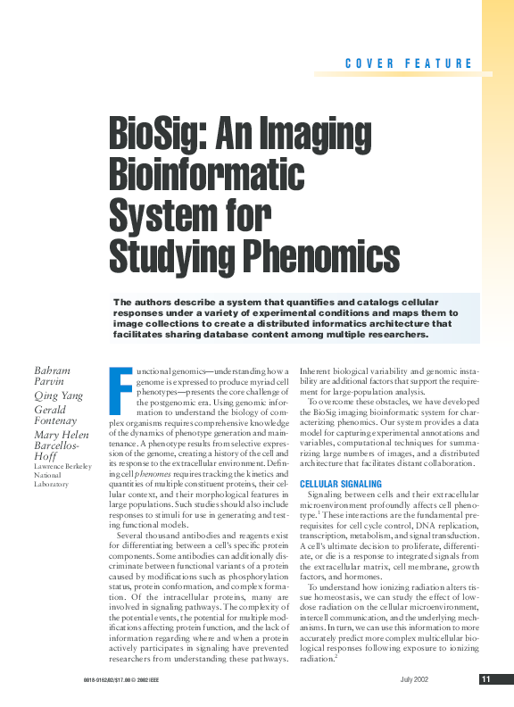 (PDF) BioSig: An Imaging Bioinformatics System for Studying Phenomics