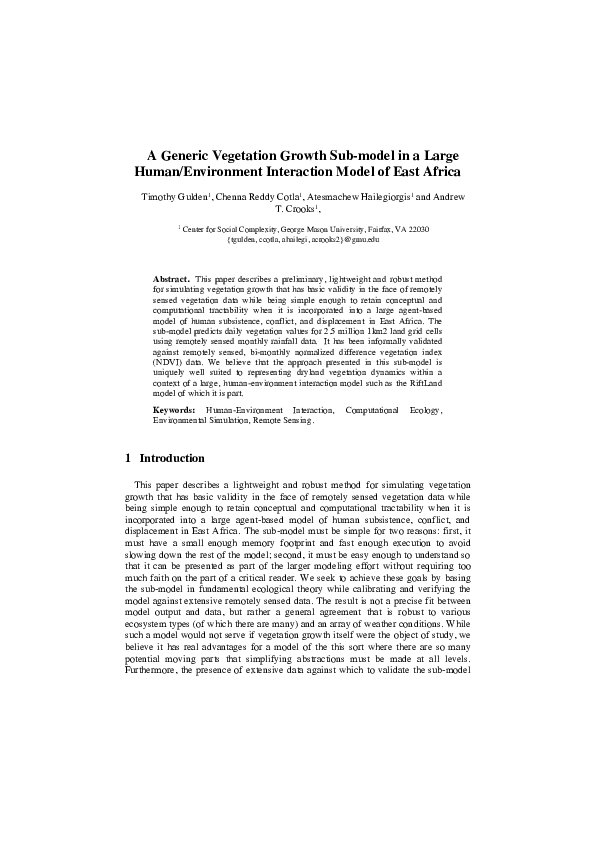 (PDF) A Generic Vegetation Growth Sub-model in a Large Human ...