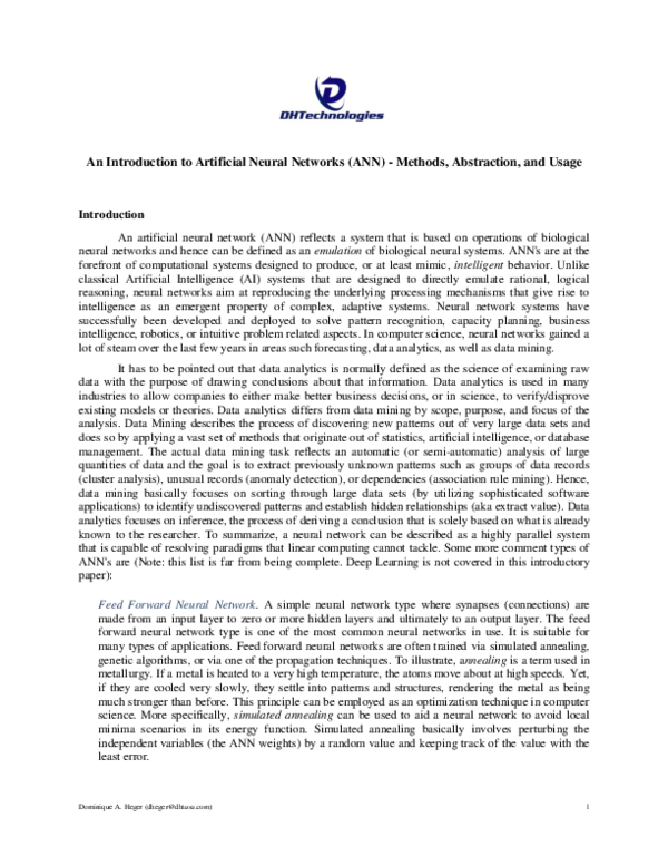 Pdf An Introduction To Artificial Neural Networks Ann Methods Abstraction And Usage
