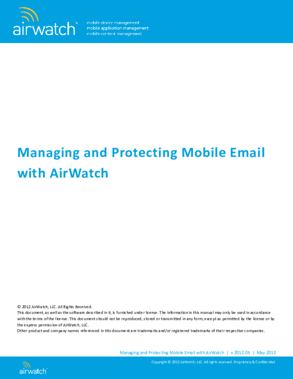 (PDF) Managing and Protecting Mobile Email with AirWatch