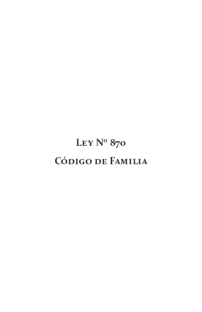 (PDF) Ley N o 870 Código de Familia
