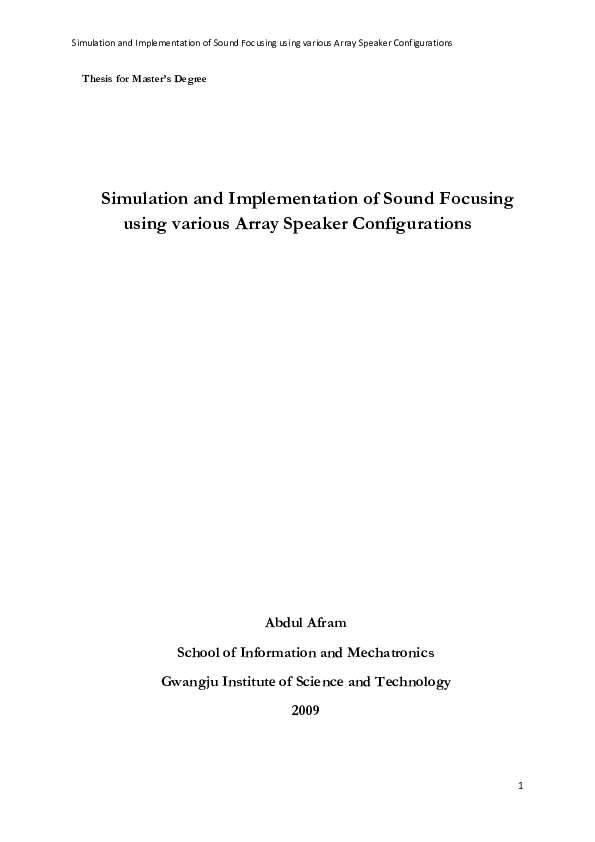 (PDF) Simulation and Implementation of Sound Focusing using various ...