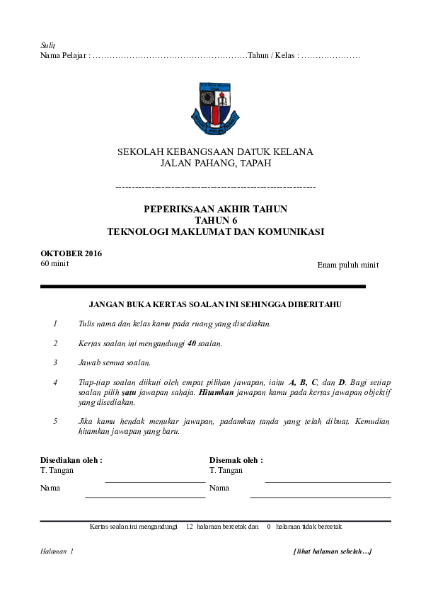 (DOC) SOALAN TMK PAT TH | MOHD ROZAIDI AZIZAN - Academia.edu