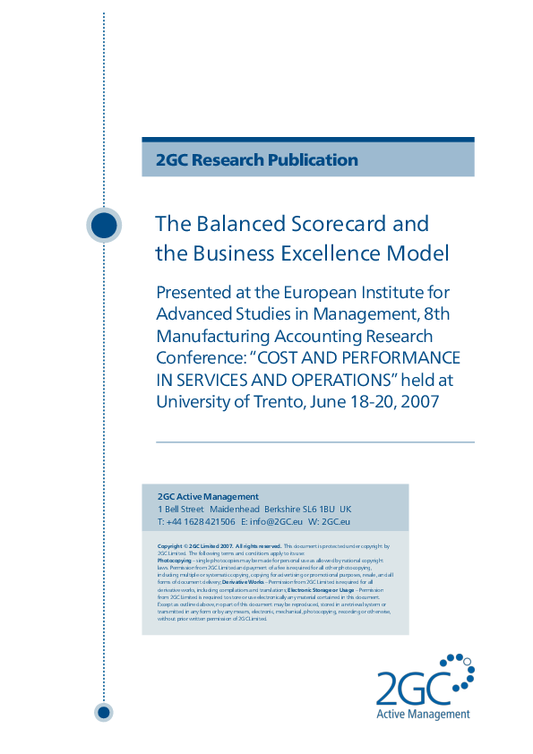 (PDF) The Balanced Scorecard and the Business Excellence Model