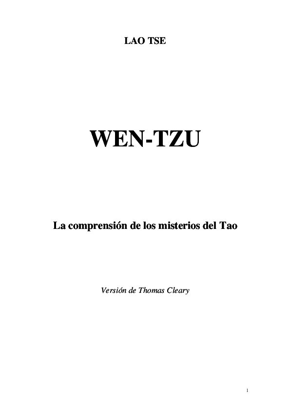 (PDF) WEN-TZU La comprensión de los misterios del Tao