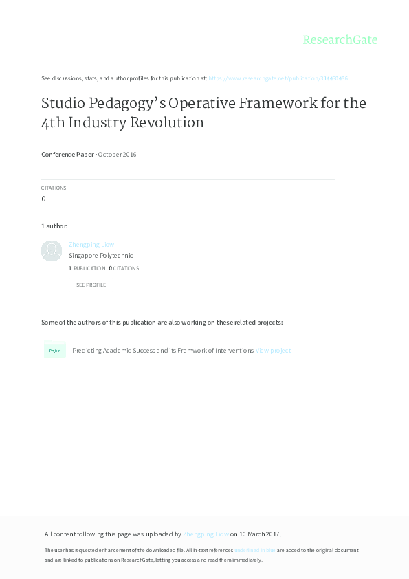 (PDF) Studio Pedagogy's Operative Framework for the 4th Industry Revolution