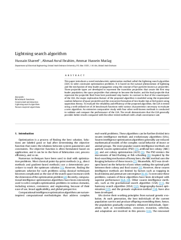Pdf Lightning Search Algorithm 1521