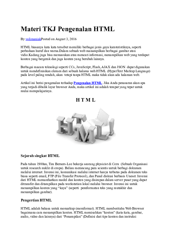 (DOC) Materi TKJ Pengenalan HTML
