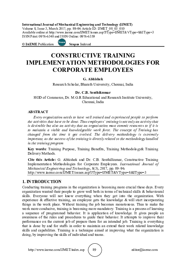 (PDF) CONSTRUCTIVE TRAINING IMPLEMENTATION METHODOLOGIES FOR CORPORATE ...