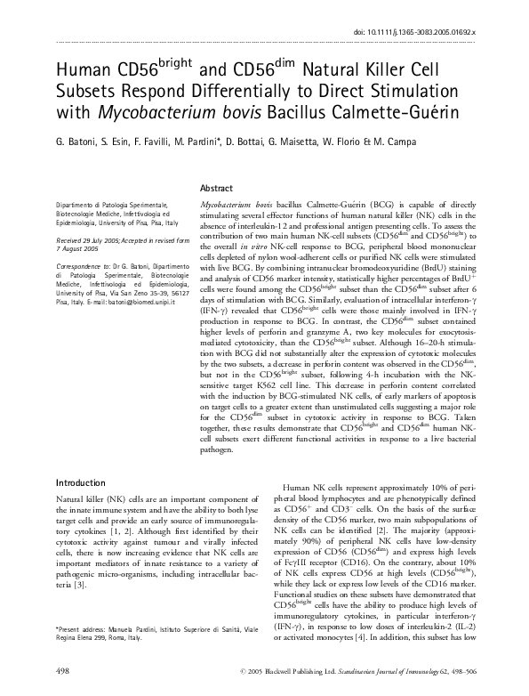 (PDF) Human CD56bright and CD56dim Natural Killer Cell Subsets Respond ...