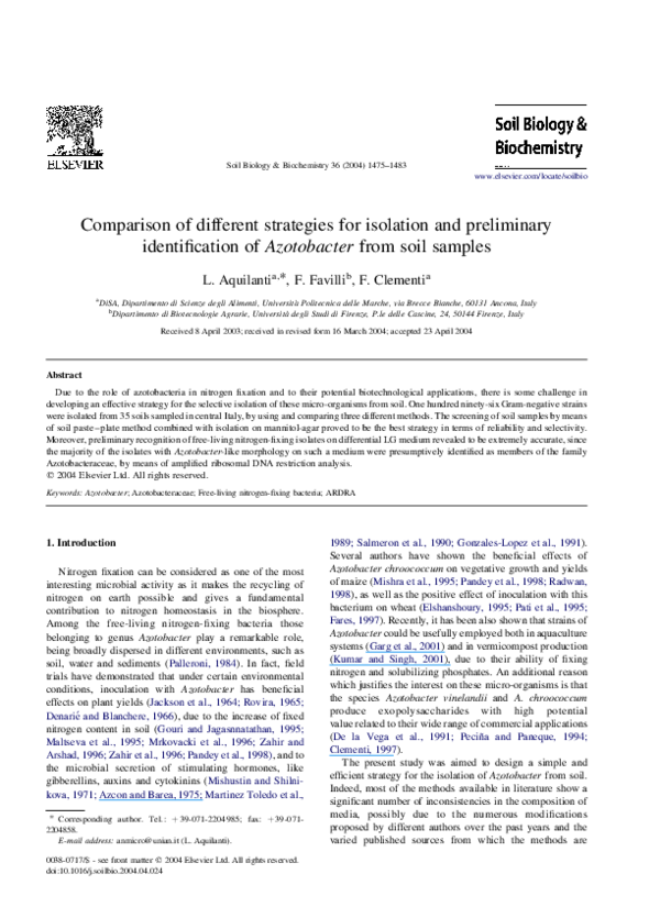 (PDF) Comparison of different strategies for isolation and preliminary ...