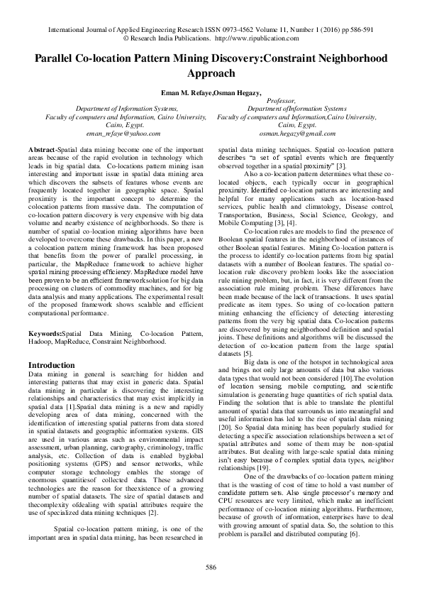 Pdf Parallel Co Location Pattern Mining Discovery Constraint Neighborhood Approach