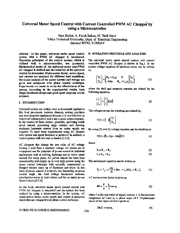 (PDF) Universal Motor Speed Control with Current Controlled PWM AC ...