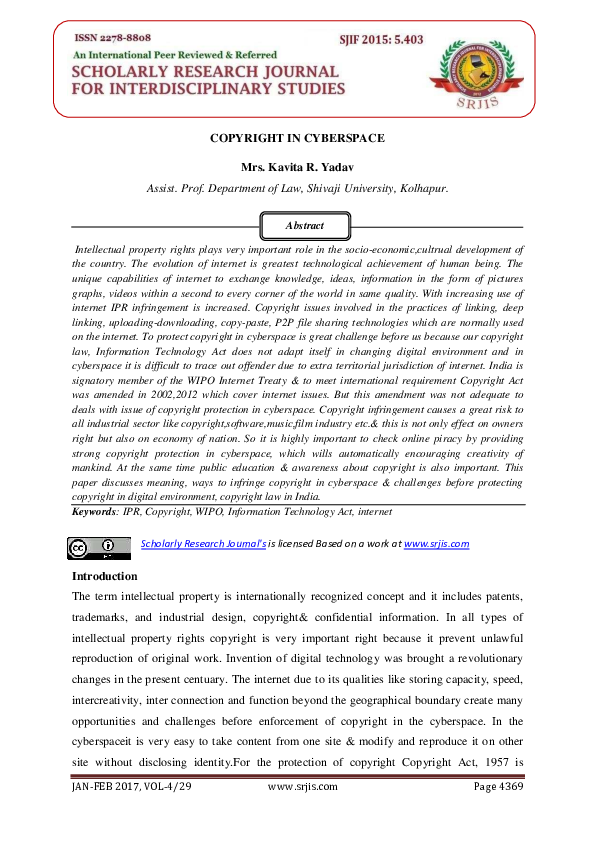 (PDF) COPYRIGHT IN CYBERSPACE