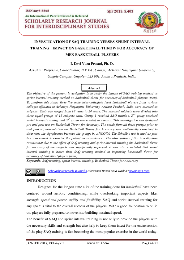 (PDF) INVESTIGATION OF SAQ TRAINING VERSES SPRINT INTERVAL TRAINING ...