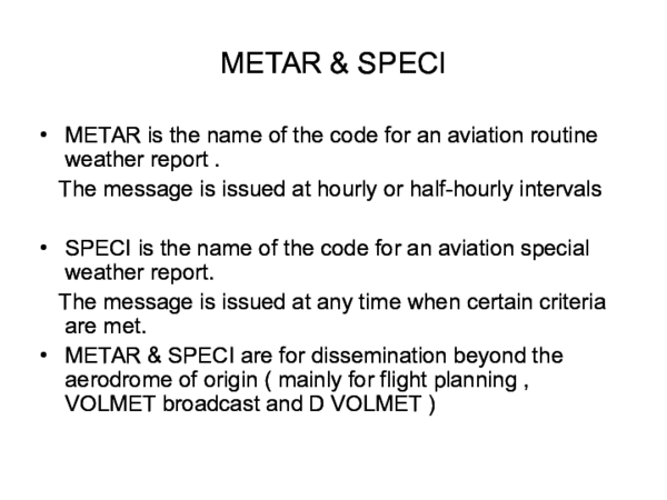 (PPT) METAR & SPECI CODE