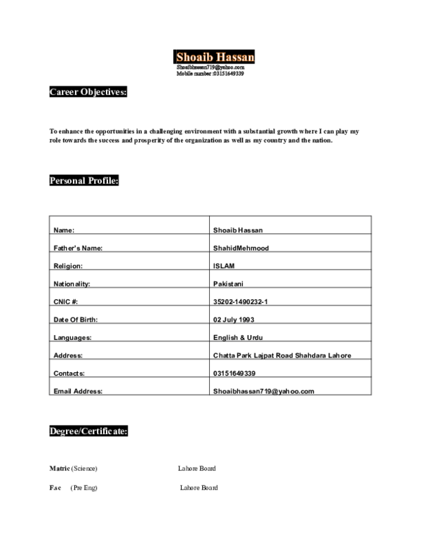 (DOC) Shoaib cv | Shoaib Hassan - Academia.edu