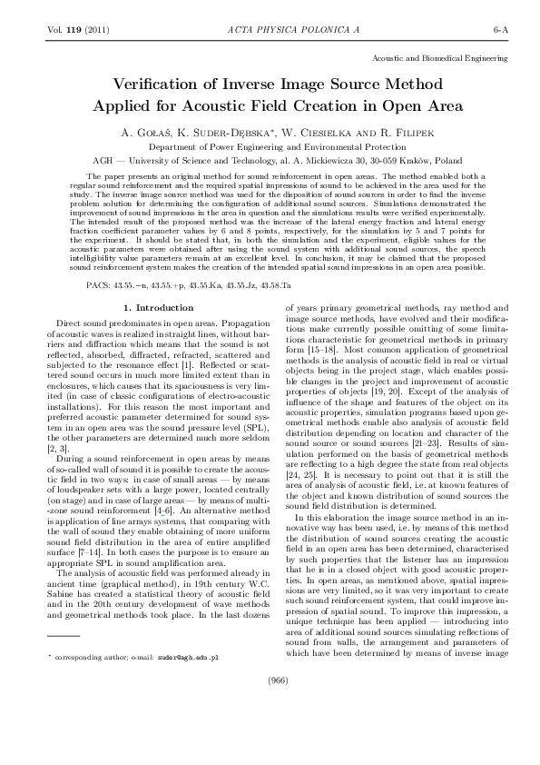 (PDF) Verification of Inverse Image Source Method Applied for Acoustic ...